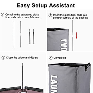 VENUSDALI Large Laundry Hamper,with Wheels Oxford Fabric Leather Handle,water Proof Folding Washing Bin,for Bedroom, Laundry Room, Closet, Bathroom, College, Dark Grey (Gray)