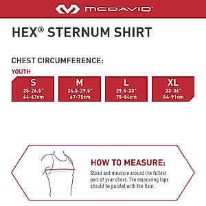 McDavid Youth Chest Protector, HEX Baseball Chest Protector Youth Sizes. Heart Guard Sternum Protection Compression Shirts, Padded Football Shirt for Lacrosse, Softball, Paintball, Rugby & More