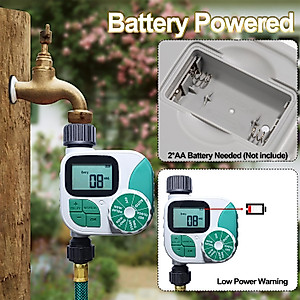Biswing Watering Timer for Garden Hose, Outlet Hose Water Sprinkler Timers, Programmable Hose Timer with Digital Irrigation Timer System, Battery Operated for Outdoor Yard Lawn Garden Watering