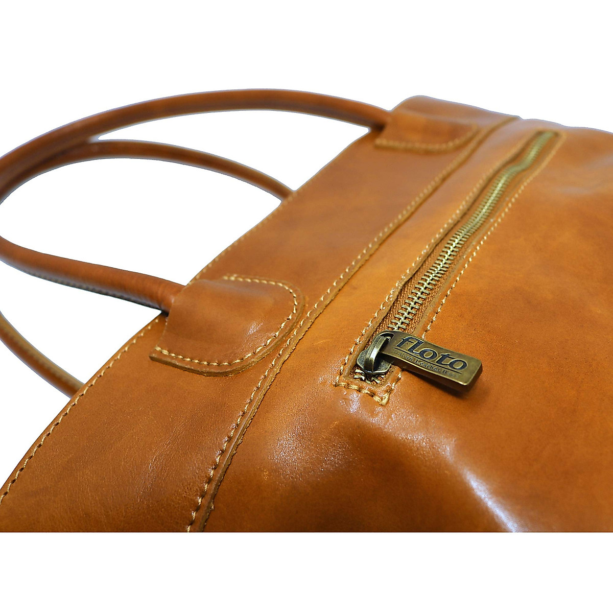 Floto Napoli Italian Leather Women's Shoulder Bag Handbag Purse (Olive Honey Brown)