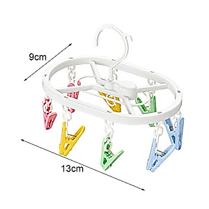 Clips Drip Hanger, Oval Shape Clips Drip Hanger Moisture-Proof Plastic Rotating Hooks Underwear Drying Rack Household Supplies Sock Drying Hanger