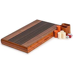 Yellow Mountain Imports Wooden Inlaid Backgammon Game Set, Pasadena - Classic Strategy Board Game Set with Acrylic Playing Pieces & Wooden Dice Cups, 15-inch Board