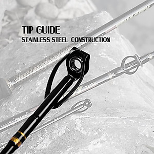 Fiblink Fishing Trolling Rod 1 Piece Saltwater Offshore Rod Big Name Heavy Duty Rod Conventional Boat Fishing Pole (6',30-50lbs)