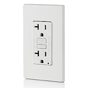 Leviton GFWT2-W Self-test SmartlockPro Slim GFCI Weather-Resistant and Tamper-Resistant Receptacle with LED Indicator, 20-Amp, White