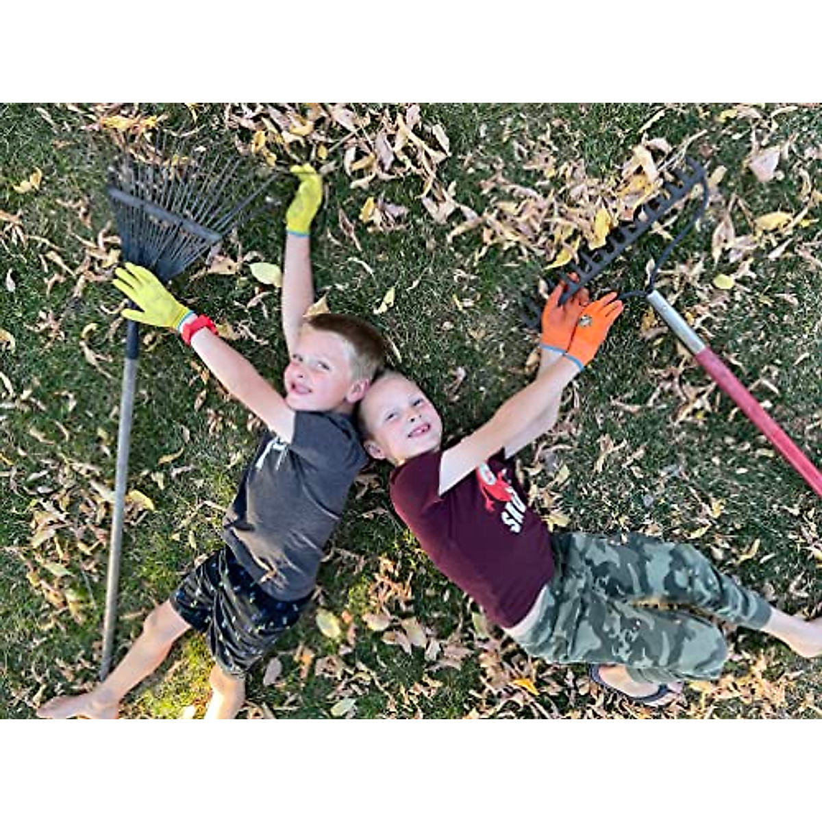 HANDLANDY Kids Gardening Gloves for Age 2-13 Latex Free, 3 Pairs Nitrile Coated Toddler Garden Gloves for Childrens Little Girls Boys Youth (Size 2（for age 2-4）)