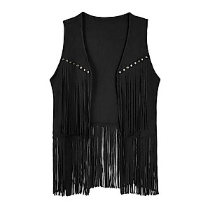 HSDOU Cowgirl Outfits for Women Cow Girls Outfits Costume Cowboy Vest Western Cowboy Hat Bandana Cowboy Outfits for Women (Z3761BK, L)