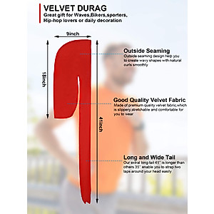 18 Pieces Silky Durags Long Tail Headwrap Durag Wide Strap Satin Durag Cap for Men and Women (Mixed Color)