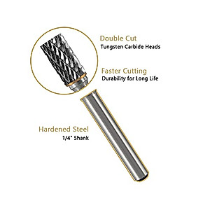 HIDOTOL Carbide Burr Set 1/4" Shank 10PC Tungsten Double Cut Carbide Rotary Burr Set for Metal and Wood Carving, Grinding, Polishing, Engraving, Drilling in Sturdy Round Case.