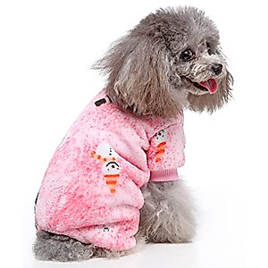 XIAOYU Christmas Pet Clothes Snowflake Pattern Warm Dog Pajamas Cat Jumpsuits Puppy Apparel, Pink, XL