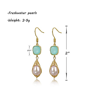 JA.S.JR Pearl Drop Earrings Gold Dangle Earrings Wedding Earrings Jewelry Gift for Women