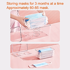 Aphbrada Face Mask Dispenser with Lid, Countertop Clear Storage Box Dispenser for Hygienic Masks, Gloves, Baby Diaper, Wet Wipes, Panty Liners - High Clarity Case for Home Office Car