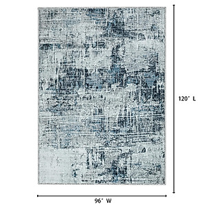 Area Rugs 8x10 Living Room Rug: Large Modern Abstract Soft Rug Non-Slip, Washable Low Pile Floor Carpet for Bedroom, Kitchen, Dining Table Home Office (Blue, 8'x10')