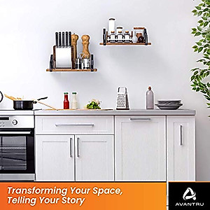 Avantru, Floating Shelves Deep, Floating Shelves Wall Mounted, Large Wall Shelf, Wide Shelf, Pinewood, for Kitchen, Bedroom, Bathroom, Living Room, Office. Set of 2. Use: Décor, Photos, Books