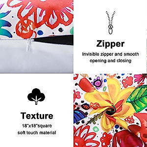 Apriciti Set of 4 Decorative Throw Pillow Covers -18 x 18 Inches Flowers Pattern Garden Printing Farmhouse Floral Waterproof Cushion Covers for Outdoor Garden Patio Living Room Sofa Farmhouse Decor