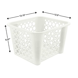 Organize Your Home Medium Stackable White Storage Containers with Open Tops, 3 Pack, Great Organizing Bins for Pantry, Closet, Bedroom, and all Storage, 13.2” x 12” x 8.5”