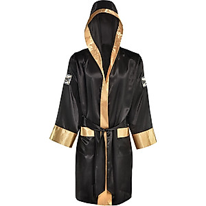 Amscan Black & Gold Satin Boxing Robe (Adult Size) 1 Pc. - Reusable & Washable Soft Satin Robe, Perfect for Halloween Costume, Cosplays, Costume Parties, Pretend Play & More