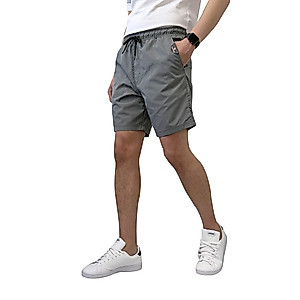 Southpole Men's Quick-Dry Water Resistant Nylon Shorts Inseam 7", Grey, Small