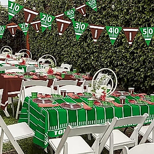 Football Party Supplies Kit Serve 24,Includes Dinner Plates, Dessert Plates, Napkins, Cups,Banner and Touchdown Tablecloth for Football Birthday Party Football Gameday Tailgate Party Decorations