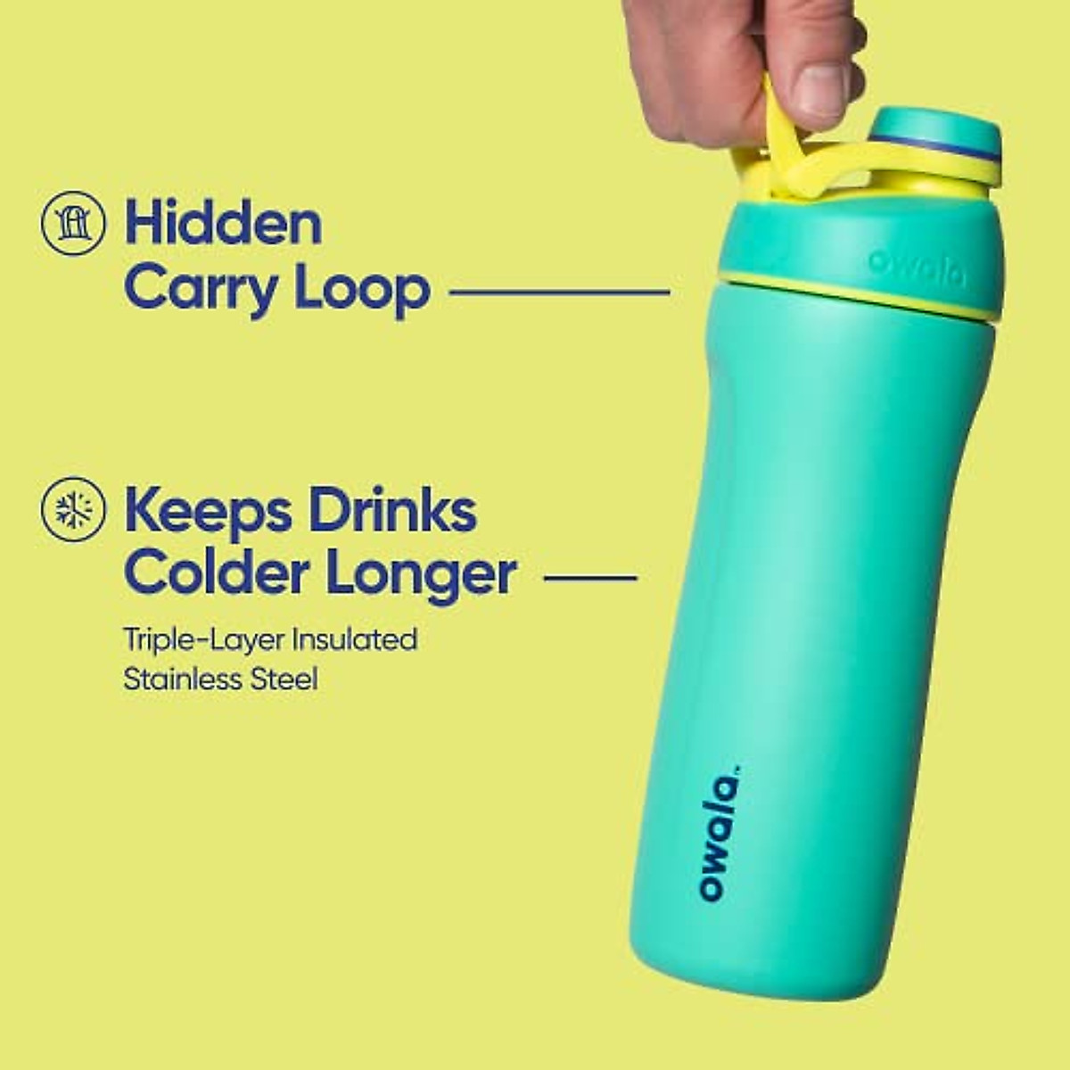 Owala Twist Insulated Stainless Steel Water Bottle for Sports and Travel, BPA-Free, 24-Ounce, Hint of Grape