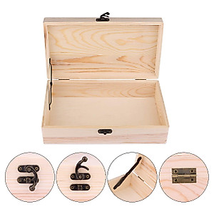 dedoot Unfinished Wooden Box with Hinged Lid 9.7x5.5x2.7 Inch Rectangle Keepsake Box Clasp Wood Box, Storage Box Wooden Gift Boxes for DIY Crafts, Home Deocration, Jewelry