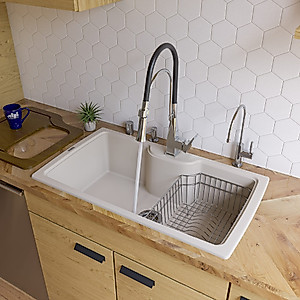 ALFI brand AB3520DI-B Drop-In Single Bowl Granite Composite Kitchen Sink, 35", Biscuit