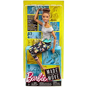Barbie Made to Move Dolls with 22 Joints and Yoga Clothes, Floral, Blue