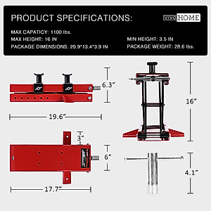 VIVOHOME Steel Motorcycle ATV Scissor Lift Jack Crank Hoist Stand with Saddle and Safety Pins 1100 lbs