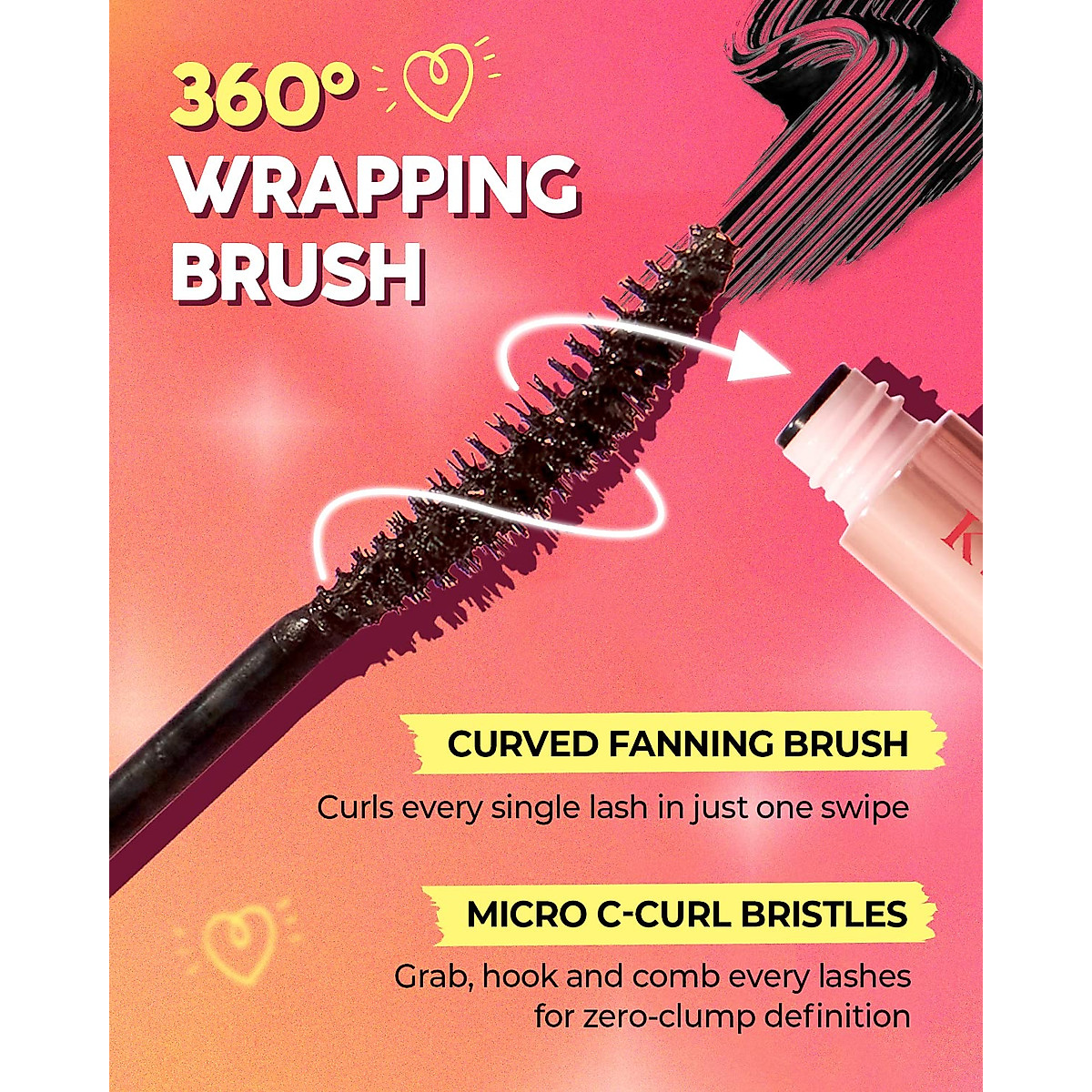 AMTS x Webtoon True Beauty, Natural Lengthening Black Mascara Volume and Length, Tubing Mascara Waterproof, Lash Extension, No Smudge, No Flaking, Korean Makeup Kbeauty Kdrama