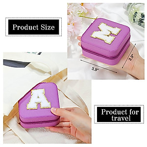 Parima Small Jewelry Box for Girls, Travel Initial Jewelry Box for Girls | Small Jewelry Organizer Box | Travel Jewelry Case Jewelry Box Organizer | Mini Travel Jewelry Box-Initial E-Purple
