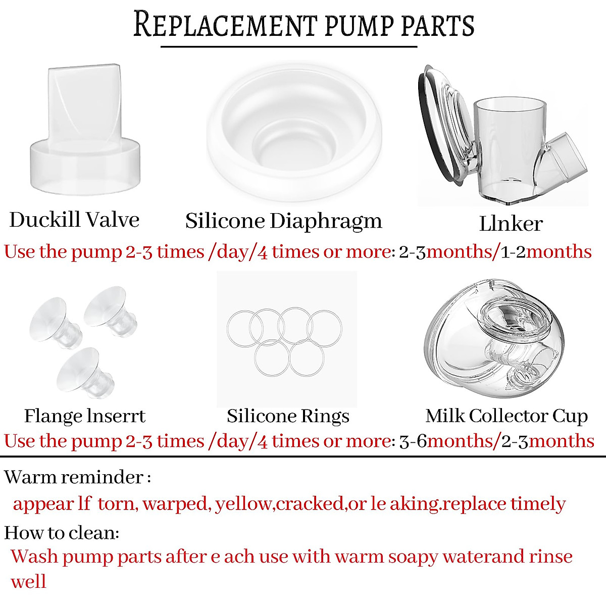 bliblo 6pcs Flange Insert 17mm, Compatible with TSRETE/Bellababy/Lansinoh/momcozy S9/S12/S9pro/S12pro,Wearable Breast Pump Shields/Flanges，Milk Collector 24mm Universal (17mm)