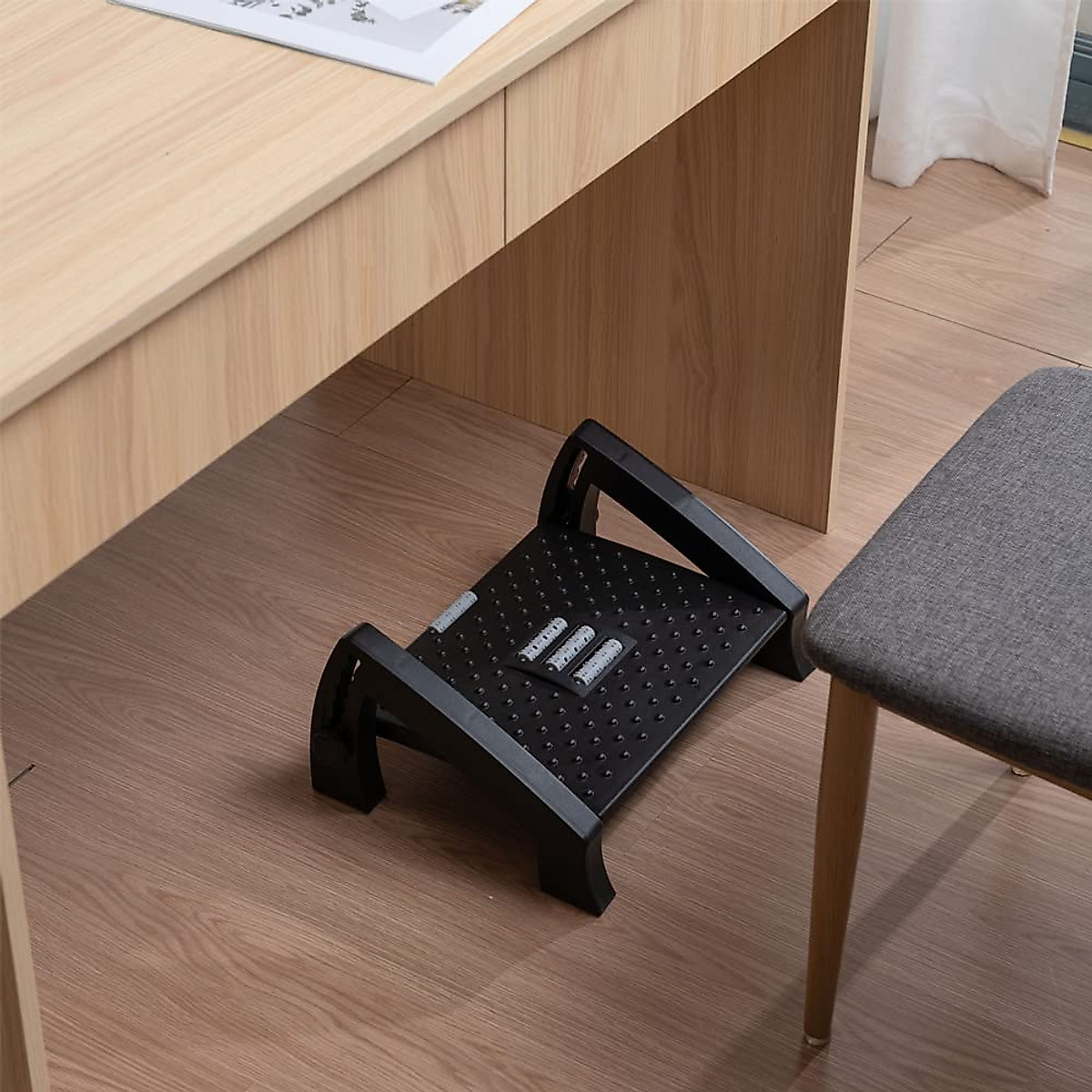 Adjustable Height Foot Rest with Massage Surface for Under Desk, 6 Height Adjustable Foot Stool for Desk at Work for Home, Office