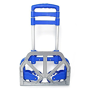 Portable Folding Collapsible Aluminum Cart Dolly Push Truck Trolley, Blue Personal Dolly Hardware Garden Utility