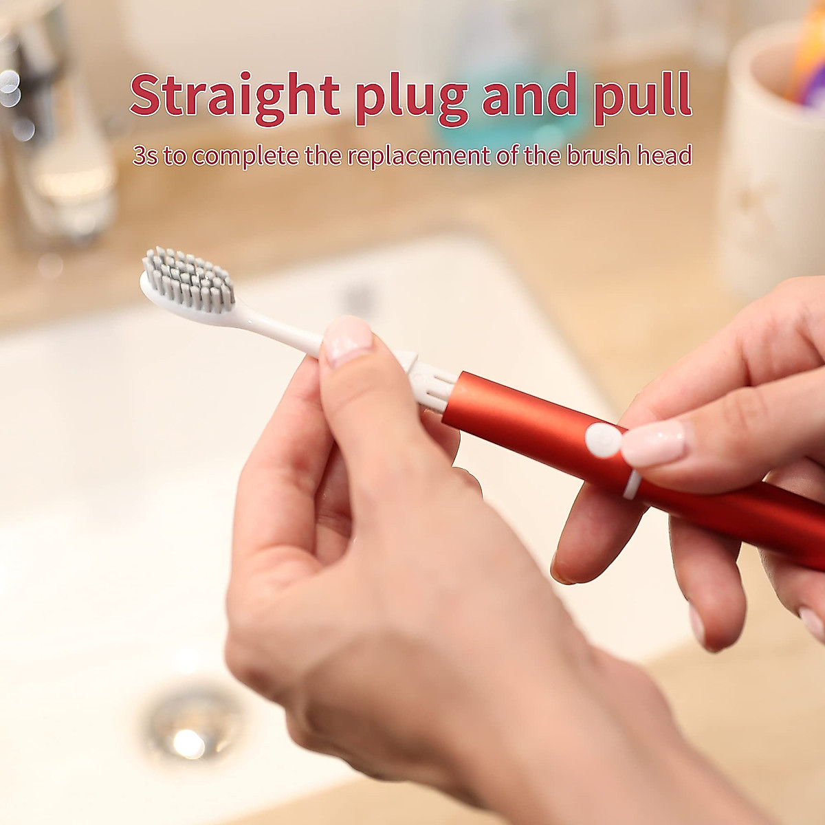 Flexforce Battery-Operated Electric Toothbrush 2 Brush Heads & Travel Version Battery Extra Soft Toothbrush -V1 Carmine Red