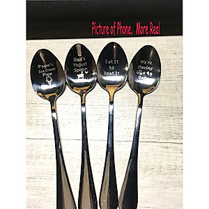 KEYCHIN Pregnancy Quotes Gift Pregnancy Reveal Spoon Announcement Husband Gift You're Going To Be A Daddy Engraved Stainless Steel Spoon for New Dad (Having a Baby spoon)
