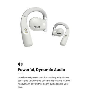Cleer Audio ARC Open-Ear True Wireless Headphones with Touch Controls, Long-Lasting Battery Life, Touch Control, and Powerful Audio for Music, Podcasts, and More (Light Grey)