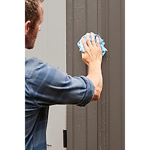 Rubbermaid Large Resin Outdoor Storage Shed With Floor (7 x 7 Ft.), Weather Resistant, Brown, Organization for Home/Lawn Mower/Backyard Equipment/Bike Storage/Pool Supplies