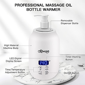 AOWOSA Massage Oil Warmer Bottle Professional Electric Lotion Digital Heater for SPA, Automatic Oil Warmer Heated Oil Lotion Cream for SPA, Salon, Barber Shops, Home, with Two Oil Bottle Dispenser