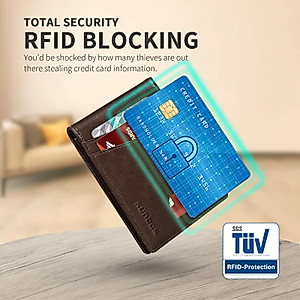 RUNBOX AirTag-Wallet-Mens-Slim-RFID Blocking Wallets Leather with Bill Compartment Air Tag Bifold Card Holder Wallet Gifts for Men Dad