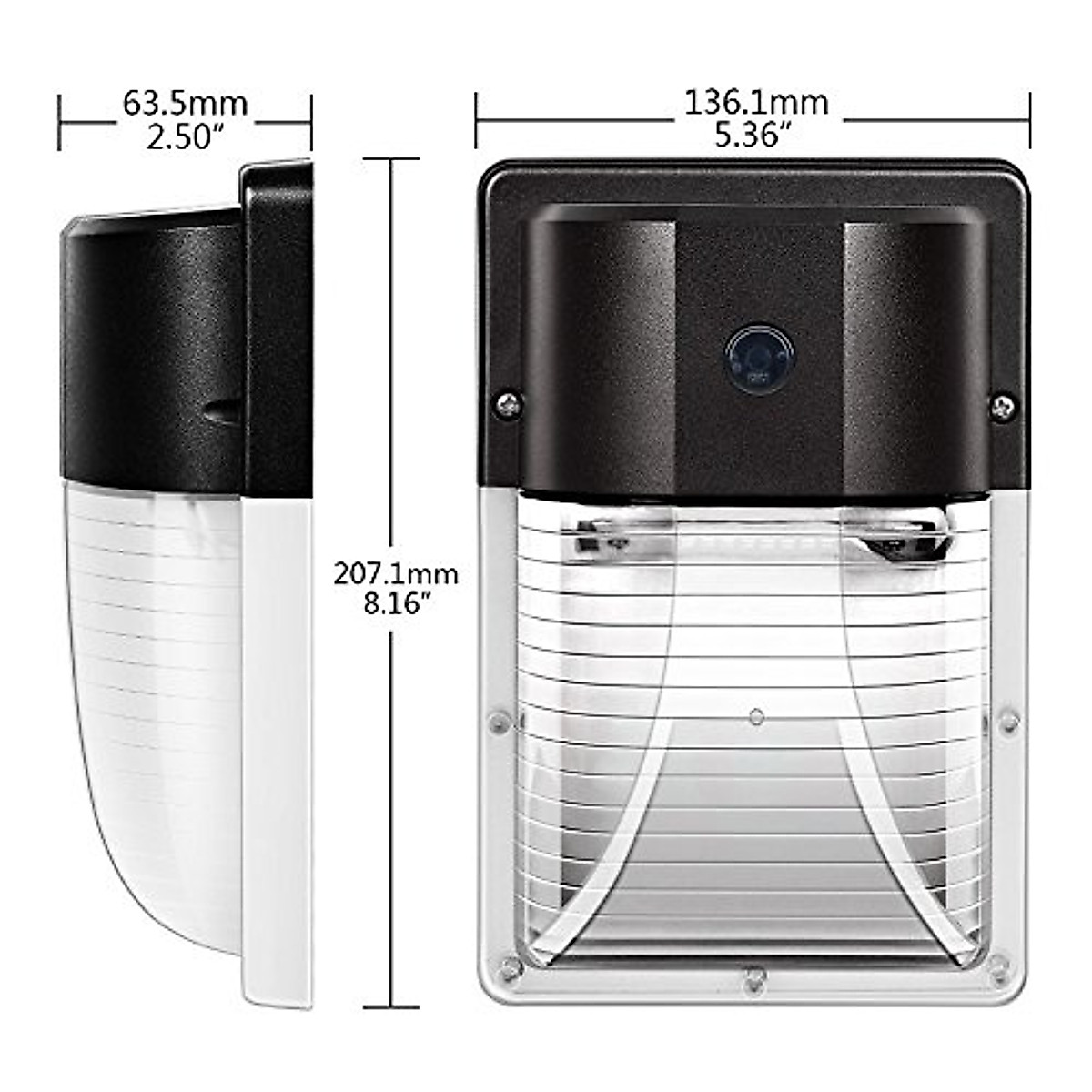 CINOTON 13W LED Wall Pack Light with Dusk to Dawn Sensor, 1600LM[100-277Vac/100W HID/HPS Equiv.] IP65 Waterproof Outdoor Security Flood Lighting for Garage Warehouse Garden Patio 5000K-Daylight 1 Pack