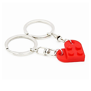 TTYY Friendship Gifts Best Friend Keychain Couples Keychain BFF Heart Key Ring Set Birthday Gifts for Men Women 4 color (red blocks 1)