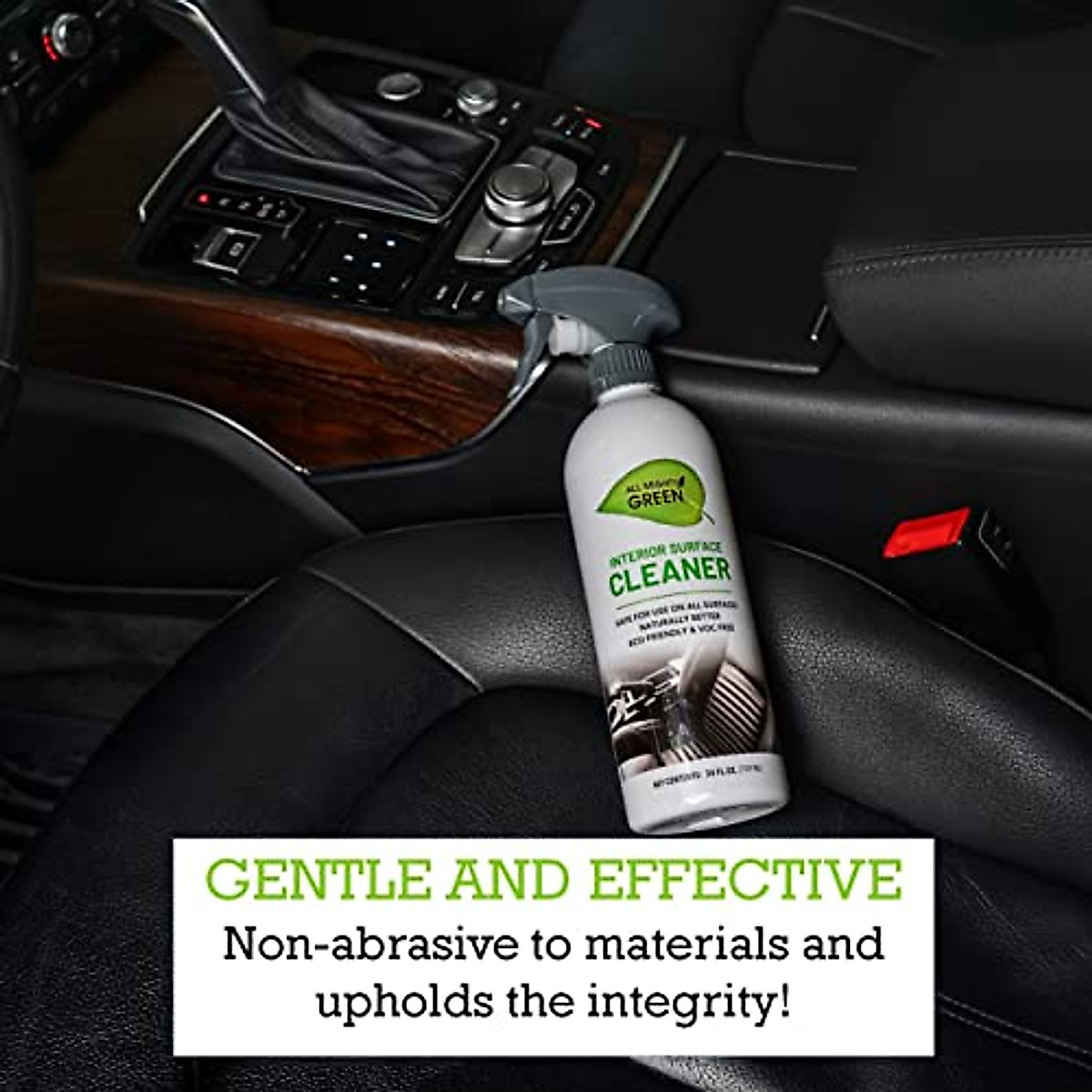 All Mighty Green Eco-Friendly Car Interior Surface Cleaner with Acid Free Formula, Vehicle Interior Surface Cleaning Spray w/UV Protection for Leather, Vinyl, Plastic, Glass and More, 24 Oz - 2 Pack