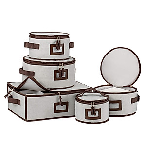 Jillmo China Dish Containers Set, 5-Piece Dinnerware Storage Case for Storing & Moving Dishes and Cups