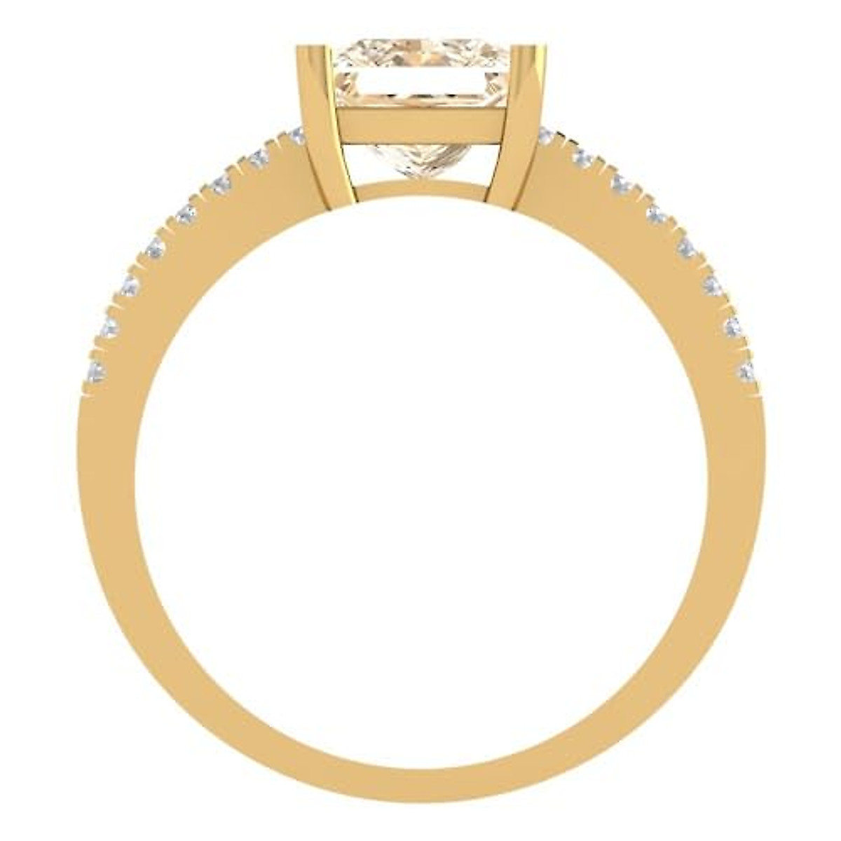 Clara Pucci 1.66 ct Princess Cut Solitaire Natural Brown Morganite Engagement Promise Anniversary Bridal Ring 18K Yellow Gold 7.75