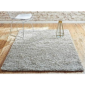 Unique Loom Solid Shag Collection Area Rug (4' 1" x 6' 1" Rectangle, Taupe)