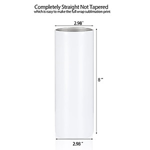 YOUKE OLA 48 Pack Sublimation Tumblers Straight Skinny Blanks 20oz for Heat Transfer, Individual Gift Boxed, Bulk Pack Stainless Steel Double Wall Insulated Tumbler, White