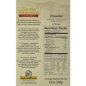 Le Veneziane Italian Gluten Free Corn Pasta Ditalini 250
