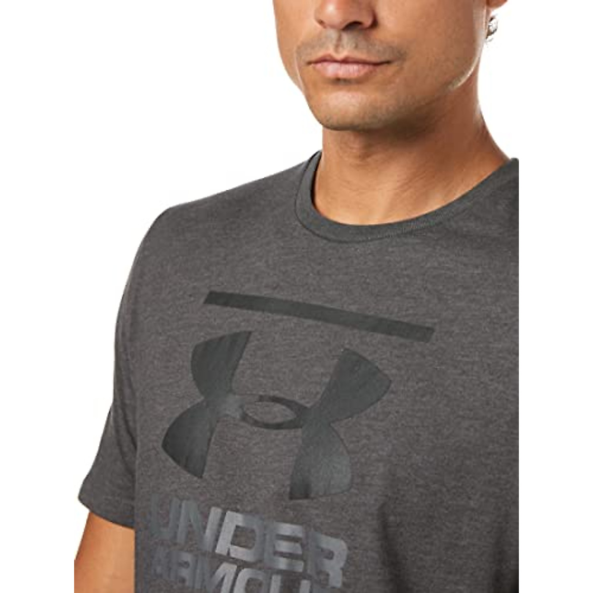 Under Armour Men's Global Foundation Short-Sleeve T-Shirt , Charcoal Medium Heather (019)/Black, Large