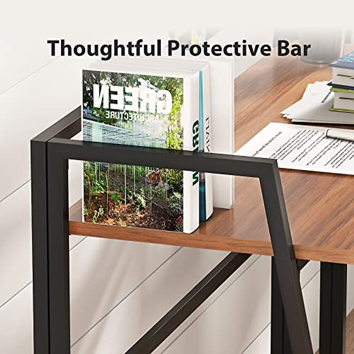 Eureka Ergonomic 41 inch Folding Table Home Office Collapsible Desks Study Writing Computer Folding Desks for Small Spaces Free Assembly, Walnut