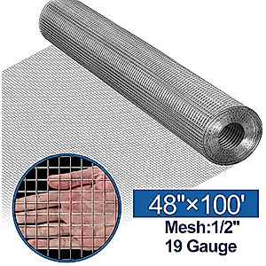AMAGABELI GARDEN & HOME Hardware Cloth 1/2 Inch 48inx100ft 19 Gauge Vinyl Coated Square Chicken Wire Fence Mesh Roll Raised Garden Bed Plant Supports Poultry Netting Cage Snake Fence BG483