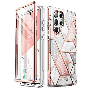i-Blason Cosmo Series for Samsung Galaxy S22 Ultra 5G Case (2022 Release), Slim Stylish Protective Case with Built-in Screen Protector (Marble)